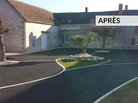 Aménagement Cour En Enrobé Et îlot Central Paysager à Orléans 45