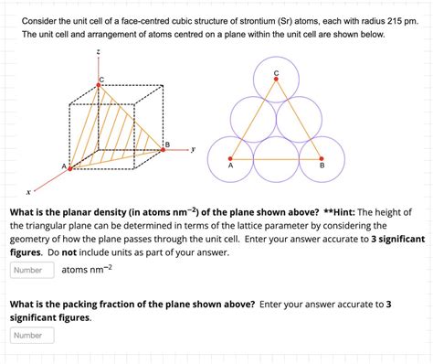 Solved Consider The Unit Cell Of A Face Centred Cubic Chegg