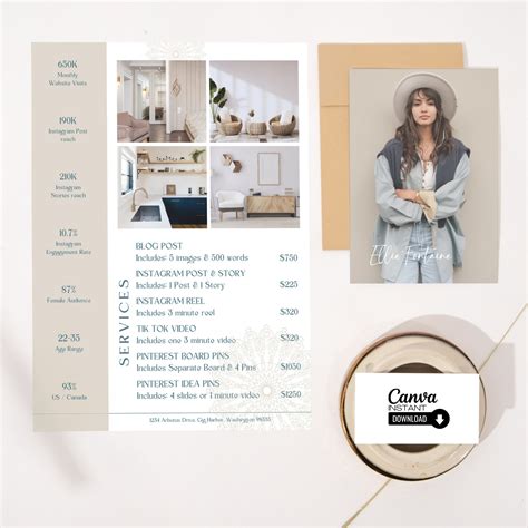 Influencer Media Kit Template Influencer Media Kit Blogger Etsy