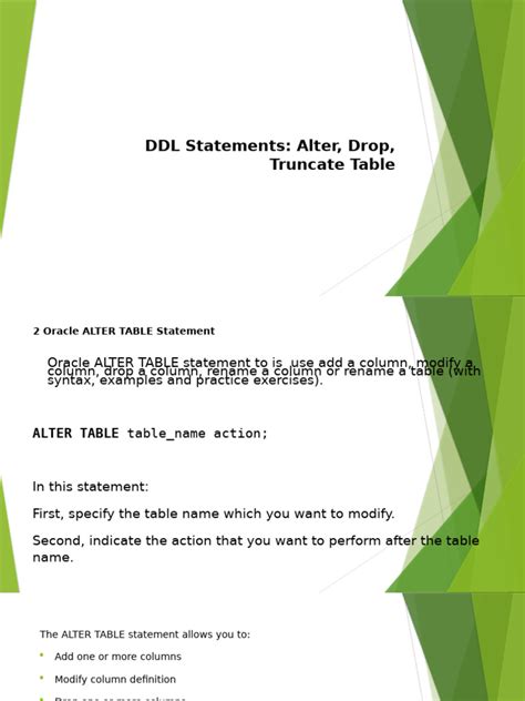 Ddl Statements Alter Drop Truncate Table Pdf Information Retrieval