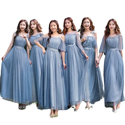 Ready Stock M Xxl Size Womens Bridesmaid Dress Long Maxi Dresses Blue