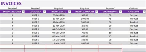 invoice manager excel template for small business download now