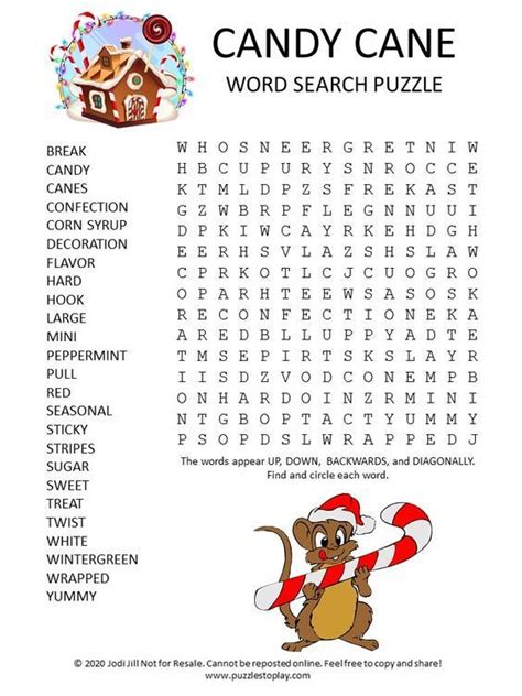 Candy Cane Word Search Artofit