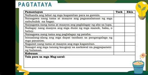 PAG TATAYA Pamantayan Tsek Ekis Naihanda Ang StudyX