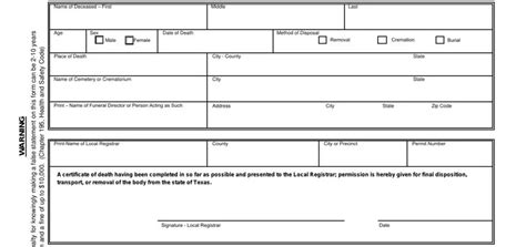 Texas Burial Transit Permit Pdf Form Formspal