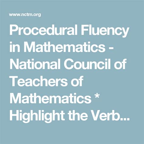 Highlighting Procedural Fluency In Mathematics