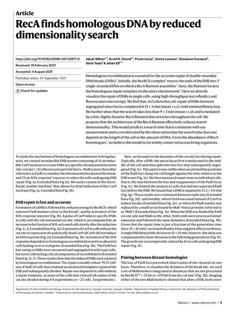 Pdf Reca Finds Homologous Dna By Reduced Dimensionality Search