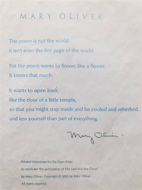A Poem By Mary Oliver Mary Oliver Mary Oliver Poems Poetic Words