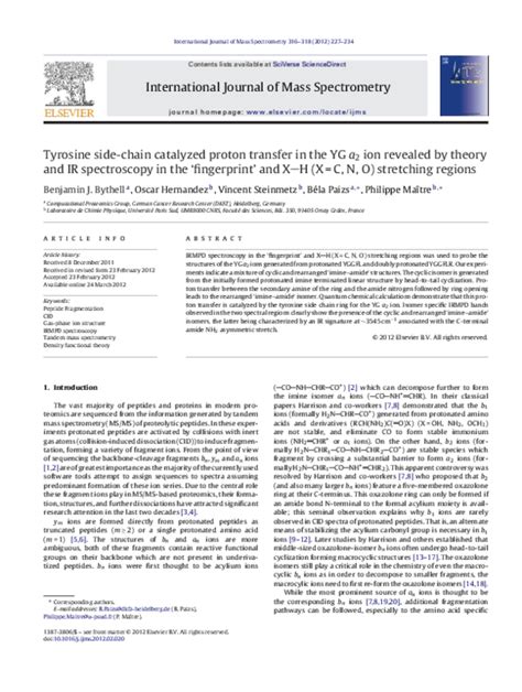 Pdf Tyrosine Side Chain Catalyzed Proton Transfer In The Yg A2 Ion