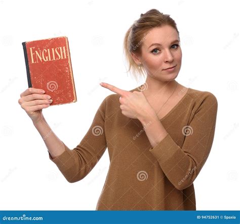Girl Holds An English Dictionary Book Stock Image Image Of Girl Read