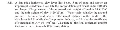 Solved 318 A 4m Thick Horizontal Clay Layer Lies Below 5 M