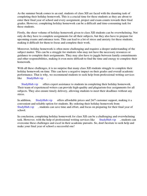 Holiday Homework For Class Xii Pdf Homework Interest