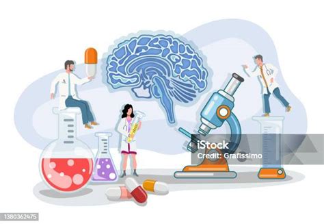 인간의 두뇌를 가진 플랫 벡터 일러스트 3 명의 의사 과학 연구 만화에 대한 스톡 벡터 아트 및 기타 이미지 만화 의사 3 명 Istock