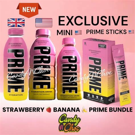 Prime Hydration Strawberry Banana Bundle Sticks Mini Prime New Usa