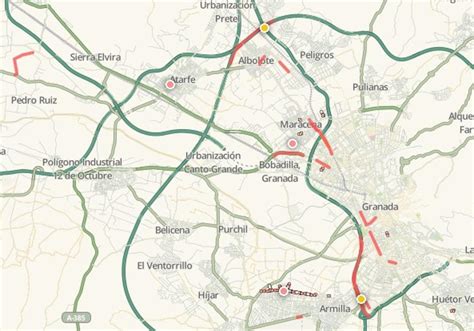 Consulta el tráfico en Granada en tiempo real con los cortes por la
