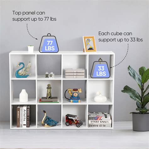 Homgarden Wooden 12 Cube Storage Organizer White Bookshelf With 3 Or 4