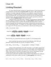 Understanding The Limiting Reactant In Chemical Reactions A Course Hero