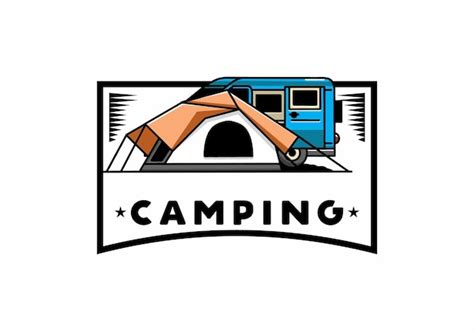 Van Carro E Design De Ilustração De Barraca De Acampamento Vetor Premium