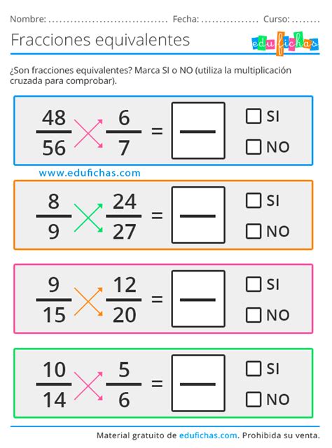 Hoja De Trabajo Con Problemas De Palabras Sobre Fracciones Equivalentes