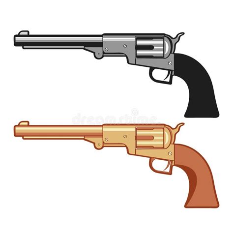 Set Alte Revolver Und Pistolen Vektor Abbildung Illustration Von