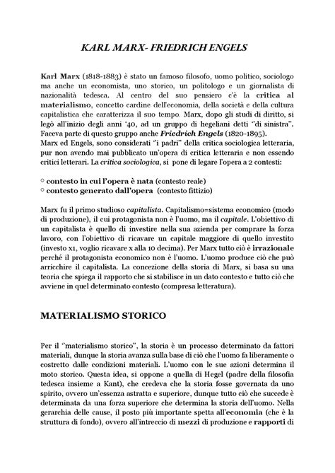 Marx Ed Engels Riassunto Docsity
