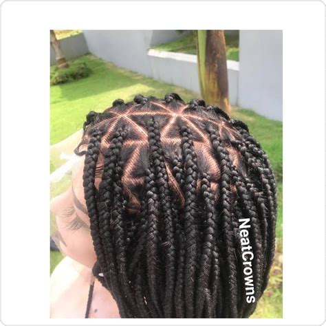 Full Lace Triangle Center Parts Box Braids Wig For Black Women Cornrows