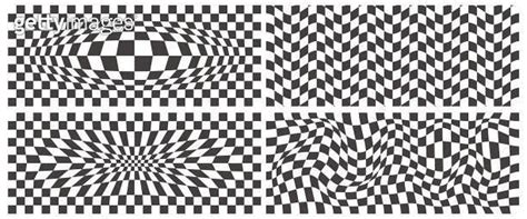 Checkerboard wavy pattern. Abstract chess square print. Black and white ...