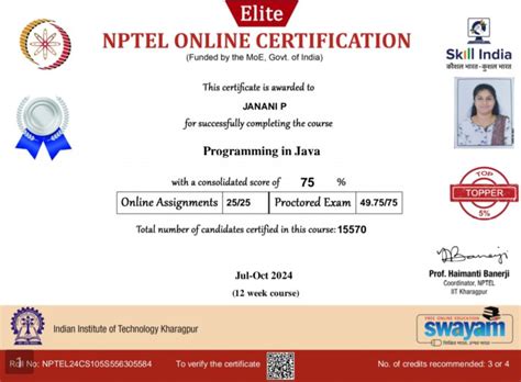 Janani P On Linkedin Nptel Javaprogramming Elitetopper Programminginjava Lifelonglearning