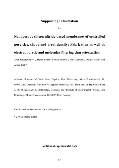 Pdf Nanoporous Silicon Nitride Based Membranes Of Controlled Pore