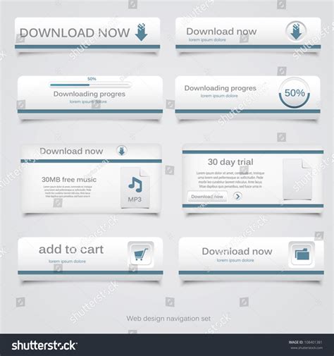 Web Design Navigation Set Vector Stock Vector Royalty Free 108401381 Shutterstock
