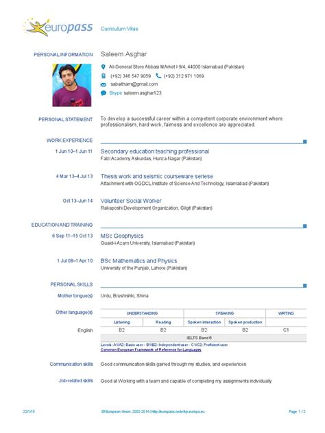 Geophysicist Sample Cv Reflection Seismology Pakistan