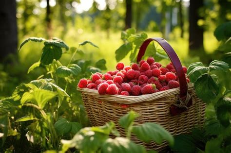 Premium Photo Raspberry Harvest In The Garden