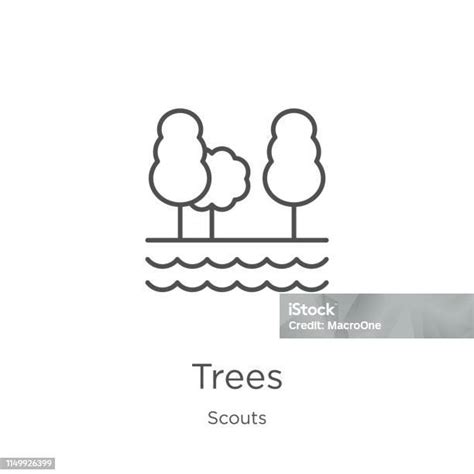 從童子軍集合的樹圖示向量細線樹輪廓圖示向量例證輪廓 細線樹圖示的網站設計和移動 應用程式開發向量圖形及更多剪裁圖圖片 剪裁圖 圖標集