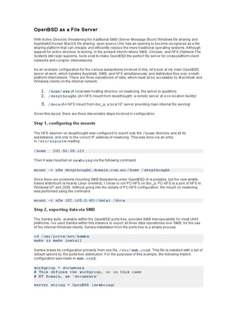 Openbsd As A File Server Pdf Utility Software Data Transmission