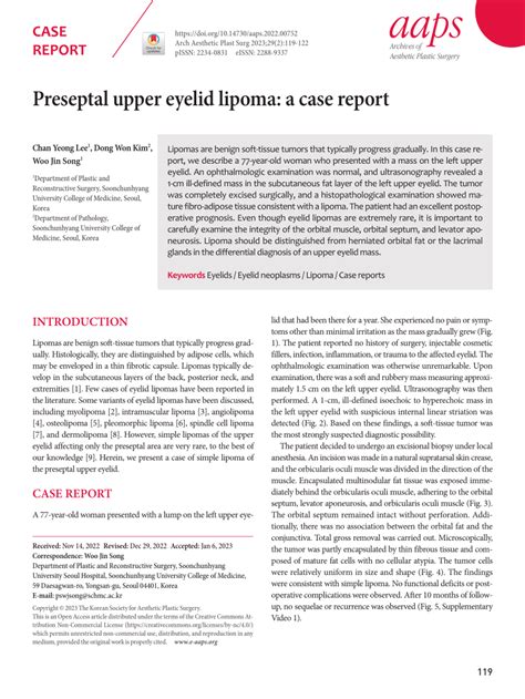 Pdf Preseptal Upper Eyelid Lipoma A Case Report