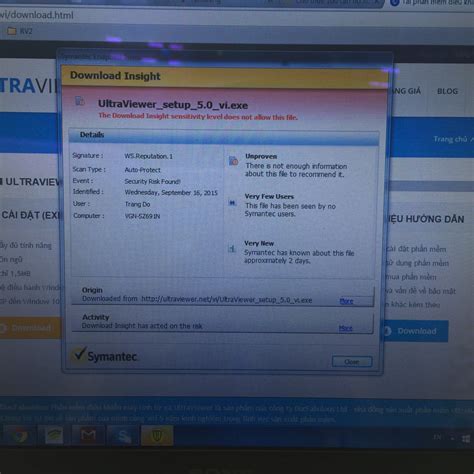 Phần Mềm điều Khiển Máy Tính Từ Xa Ultraviewer Bị Symantec Endpoint