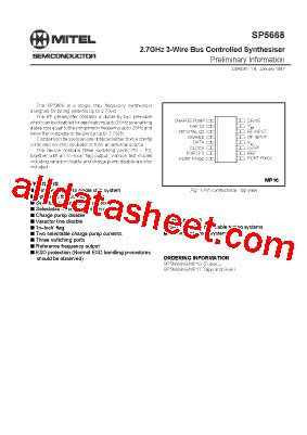 SP5668 Datasheet(PDF) - Mitel Networks Corporation