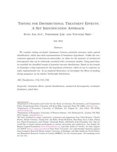 Testing For Distributional Treatment Effects A Set Identification Approach