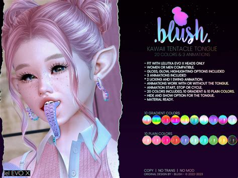 Second Life Marketplace Blush Kawaii Tentacle Tongue Animated