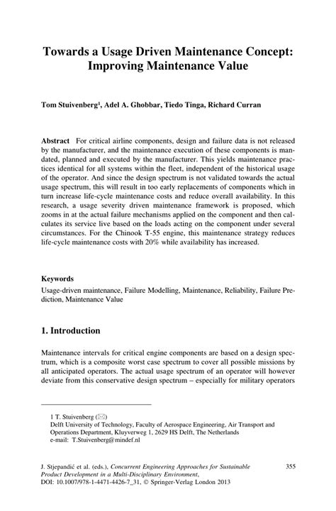 Pdf Towards A Usage Driven Maintenance Concept Improving Maintenance