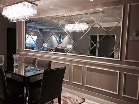 Diamond Shape Mirror With Wainscoting Wall Mirror Decor Living Room Dining Room Mirror Wall