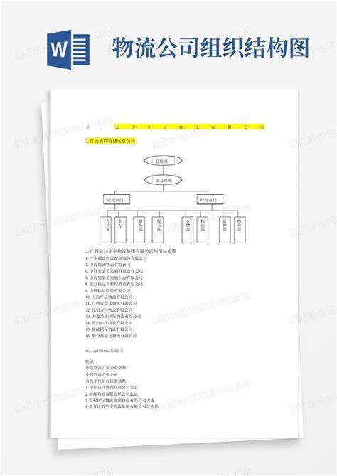 物流公司组织结构图word模板下载 编号ljjzedwo 熊猫办公