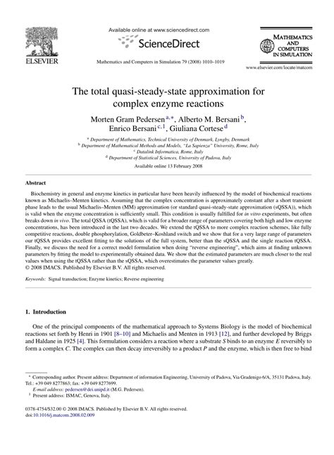 Pdf The Total Quasi Steady State Approximation For Complex Enzyme