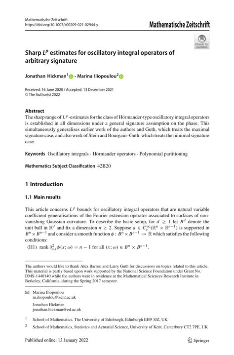 Pdf Sharp Lp Estimates For Oscillatory Integral Operators Of