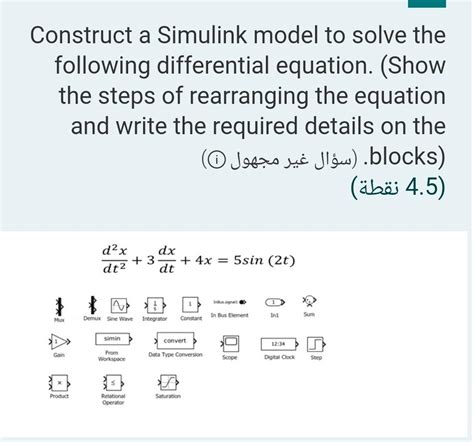Solved Construct A Simulink Model To Solve The Following Chegg