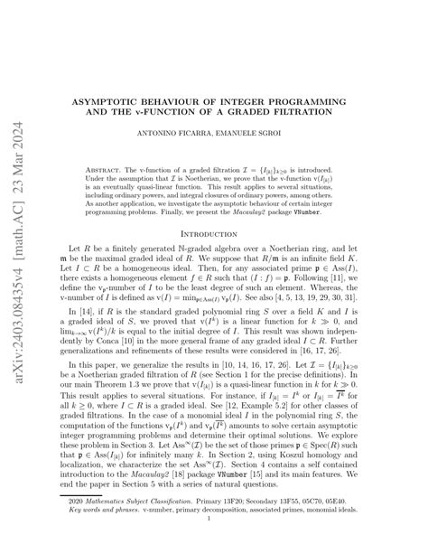 Pdf Asymptotic Behaviour Of Integer Programming And The V Function Of