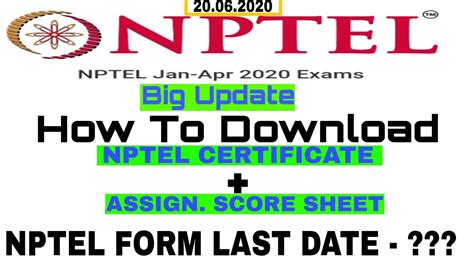 Nptel Letest Update How To Download Nptel Certificate Nptel Fee