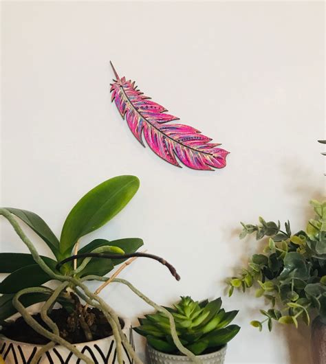Decoración de plumas boho pintadas a mano boho hippy Etsy