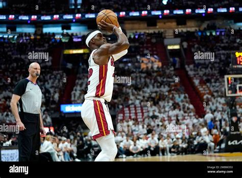 Miami Heat Forward Jimmy Butler Shoots During The First Half Of Game 1