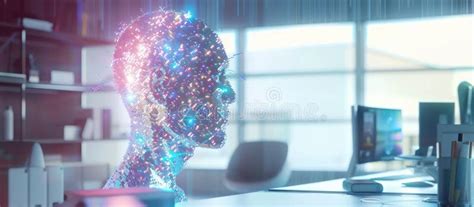 Graphic Designer With AI Interface In Trendy Office AIG Stock Image Image Of Futuristic